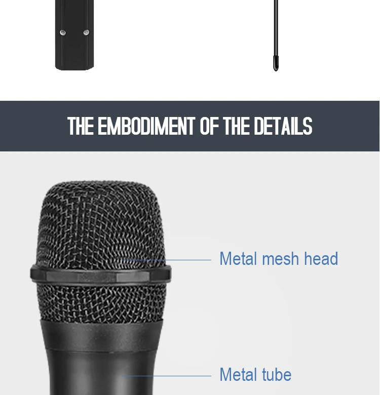 Universal Uhf Wireless Microphone Automatic Frequency Modulation Dual Channel Plastic Handheld ...