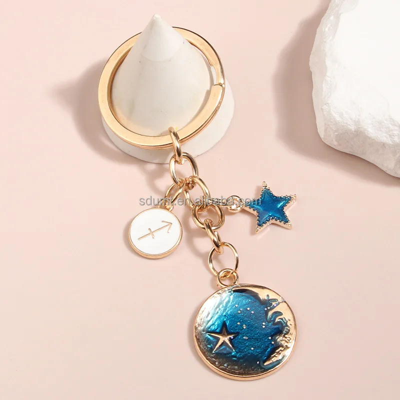 12 Constellations Keychain Keyring Pendant Gifts Metal Key Chains ...