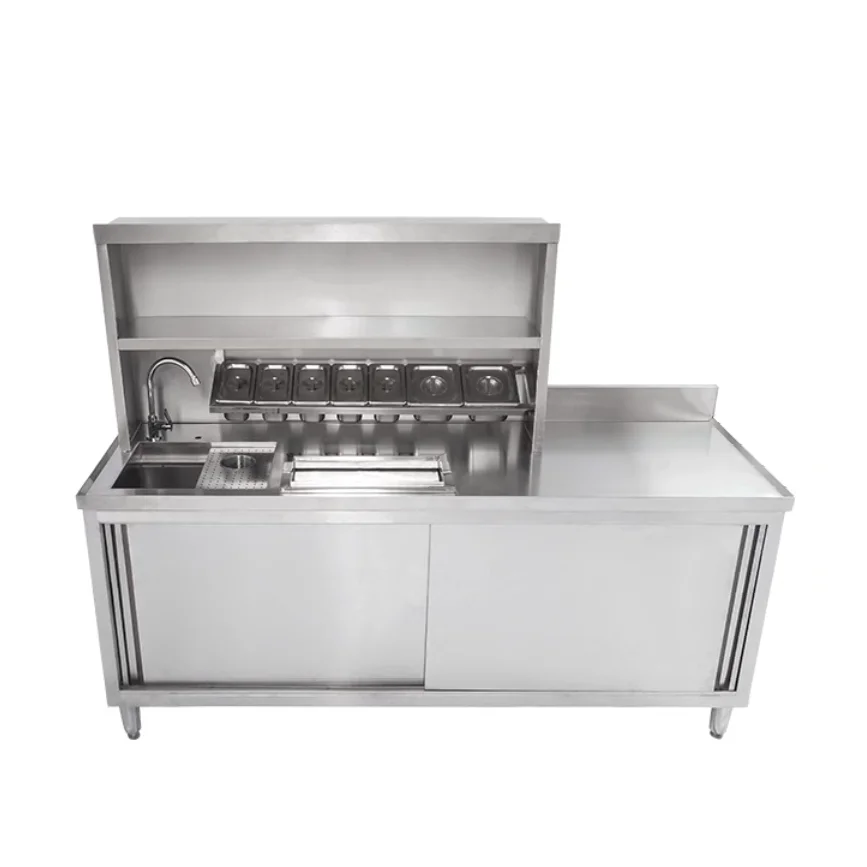Stainless Steel Workbench Milk Boba Shop Equipment Display Milk Tea ...