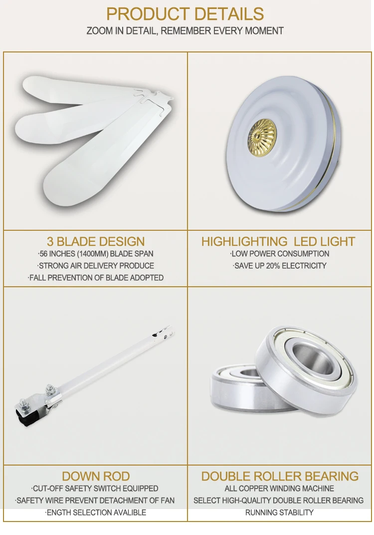 56" 1200mm AC Electric SMCTMT Evernal Decorative Ceiling Orbit Fan ...