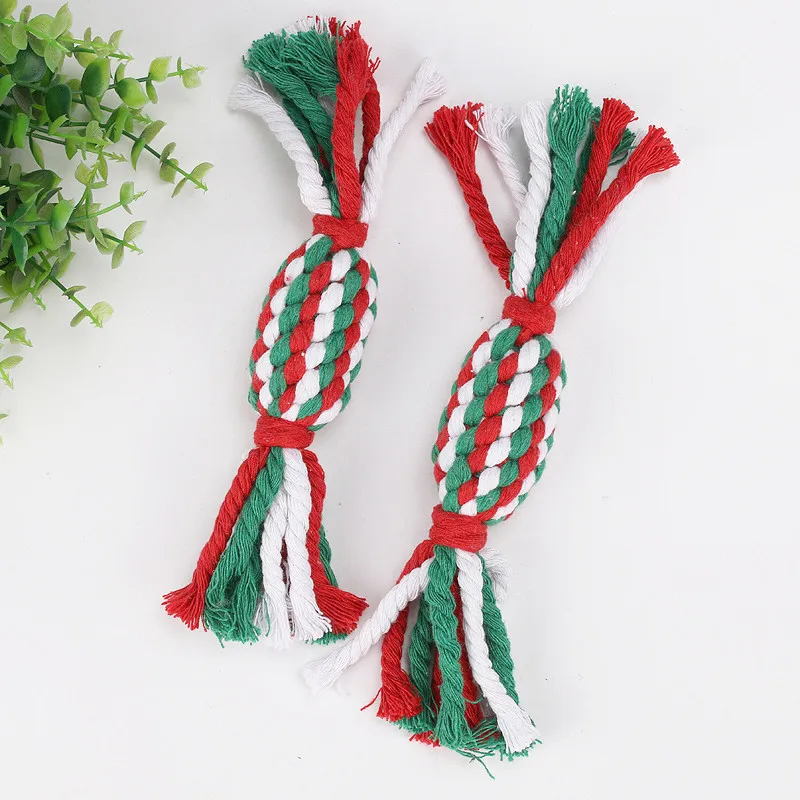 Dog Chew Toys - Durable Christmas Crutch Rope Training Bits