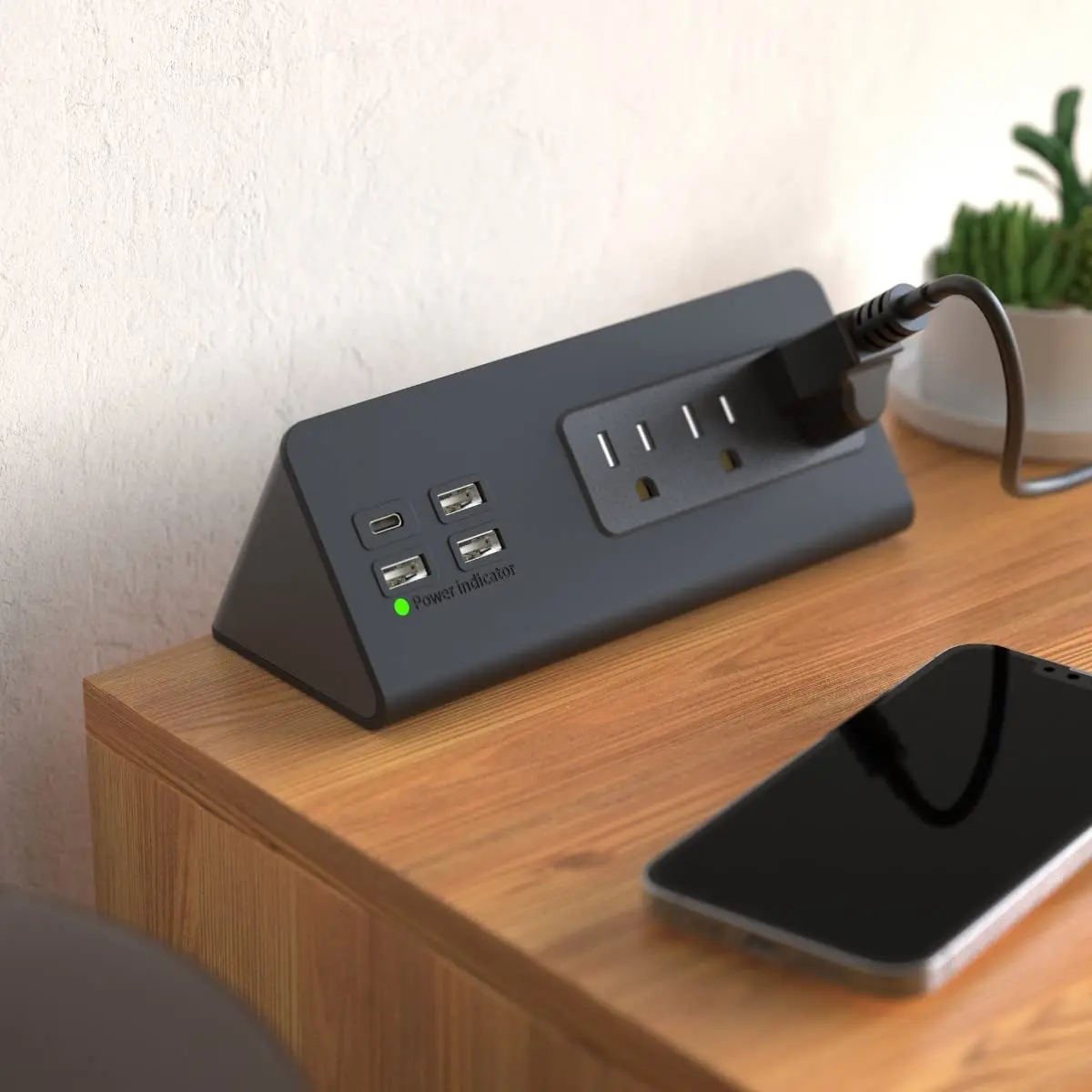 Desk Power Bar with PD 20W USB C - Efficient Office Setup