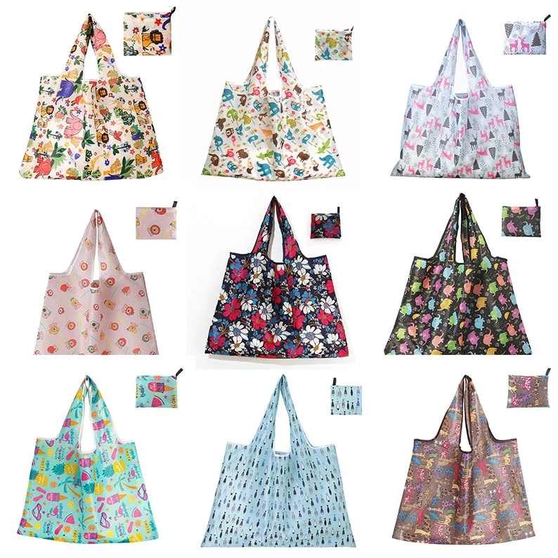 Heavy Duty Expandable Folding Tote Bag - Reusable 190T Polyester