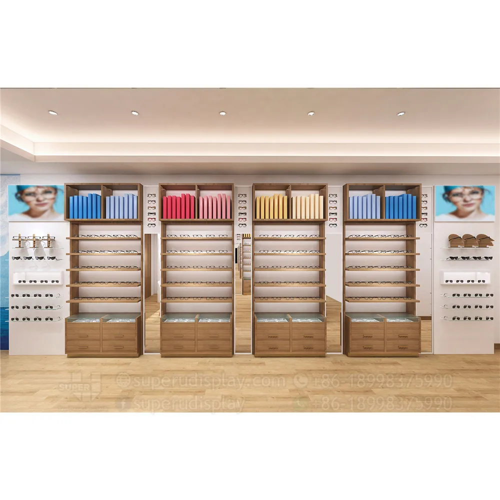 Custom Wooden Eyeglasses Display Shelf Storage Cabinet Optical Store ...