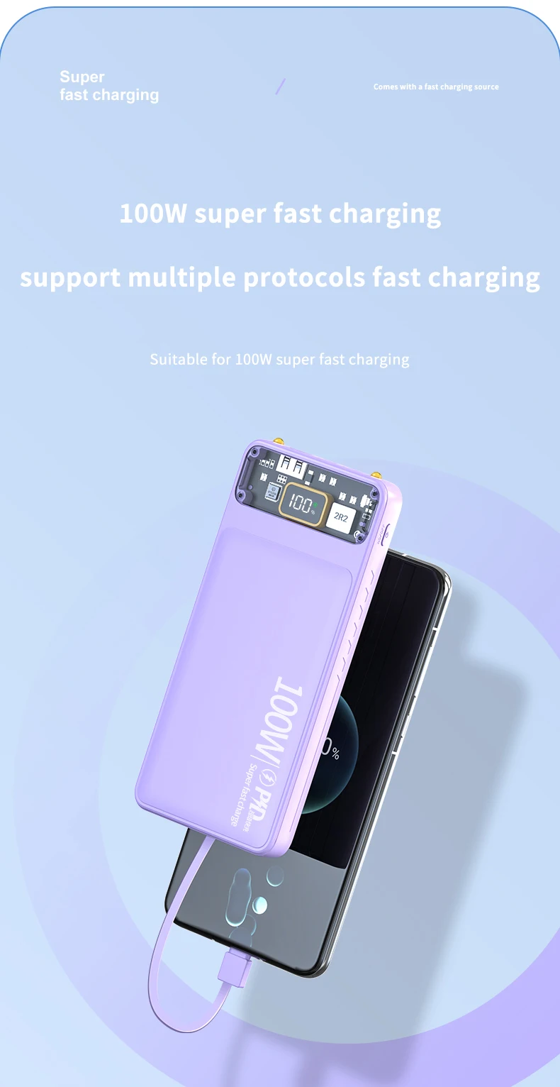 Customizable Slim 100w 10000mah Flashlight Digital Display Quick Charge ...