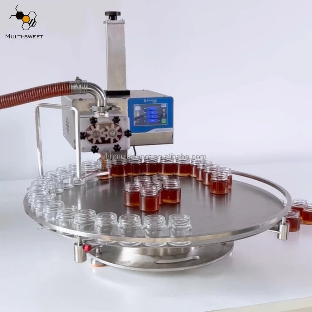 Small Honey Jar Filler - High-Accuracy Rotating Disc Type