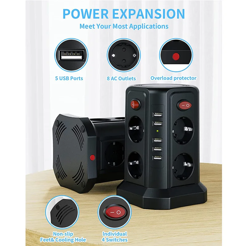 Explosive Style Tower Led Desktop Socket Wireless Charging Function ...