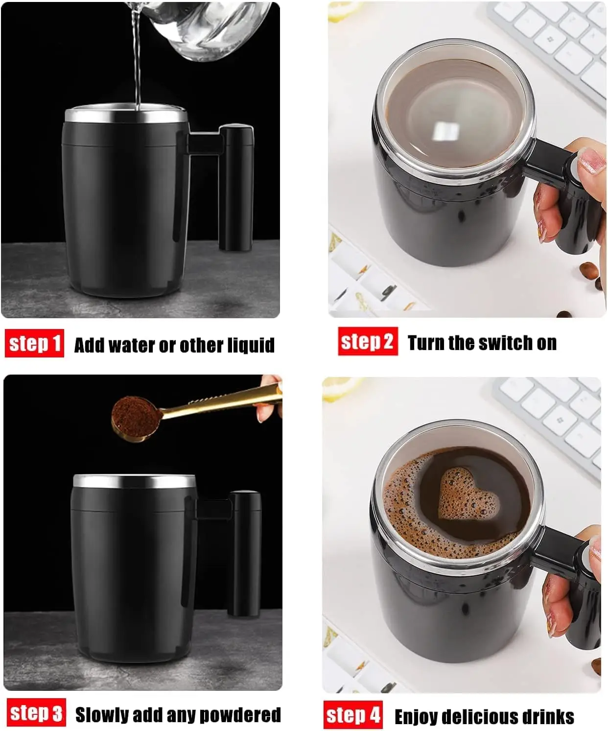 Automatic Stirring Coffee Mugs - Perfect for Travel