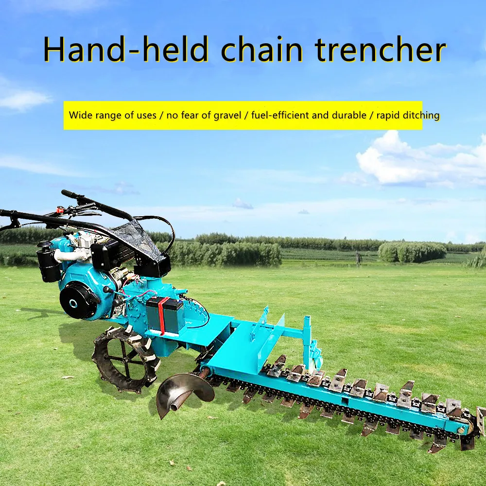 Water Pipe Trenching Machine Hand Push Sugarcane Micro Chain Mini ...