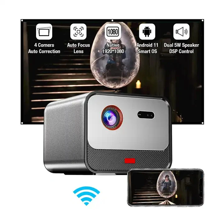 Outdoor 4k Full Hd Video Projector Android 11 1600 Ansi Lumen Phone ...