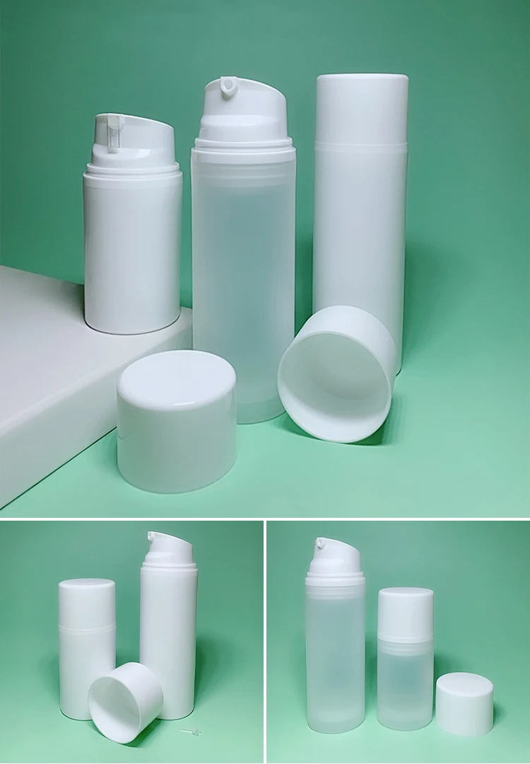 Pp White Empty Airless Gel Pump Bottle 100ml Cylinder 50ml 150ml 200ml Cosmetic Airless Bottle ...
