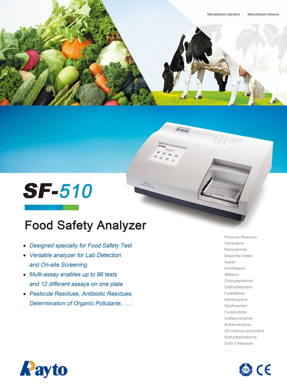 Rayto 6 Inch LCD Food Safety Testing Equipment/ Food Safety Analyzer SF ...