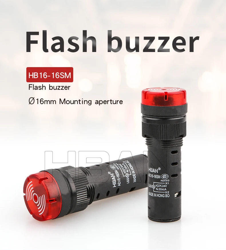 16 Mm Mounting Holes Industrial Screw Terminal Plastic Material Flashing 220v Buzzer - Buy High ...