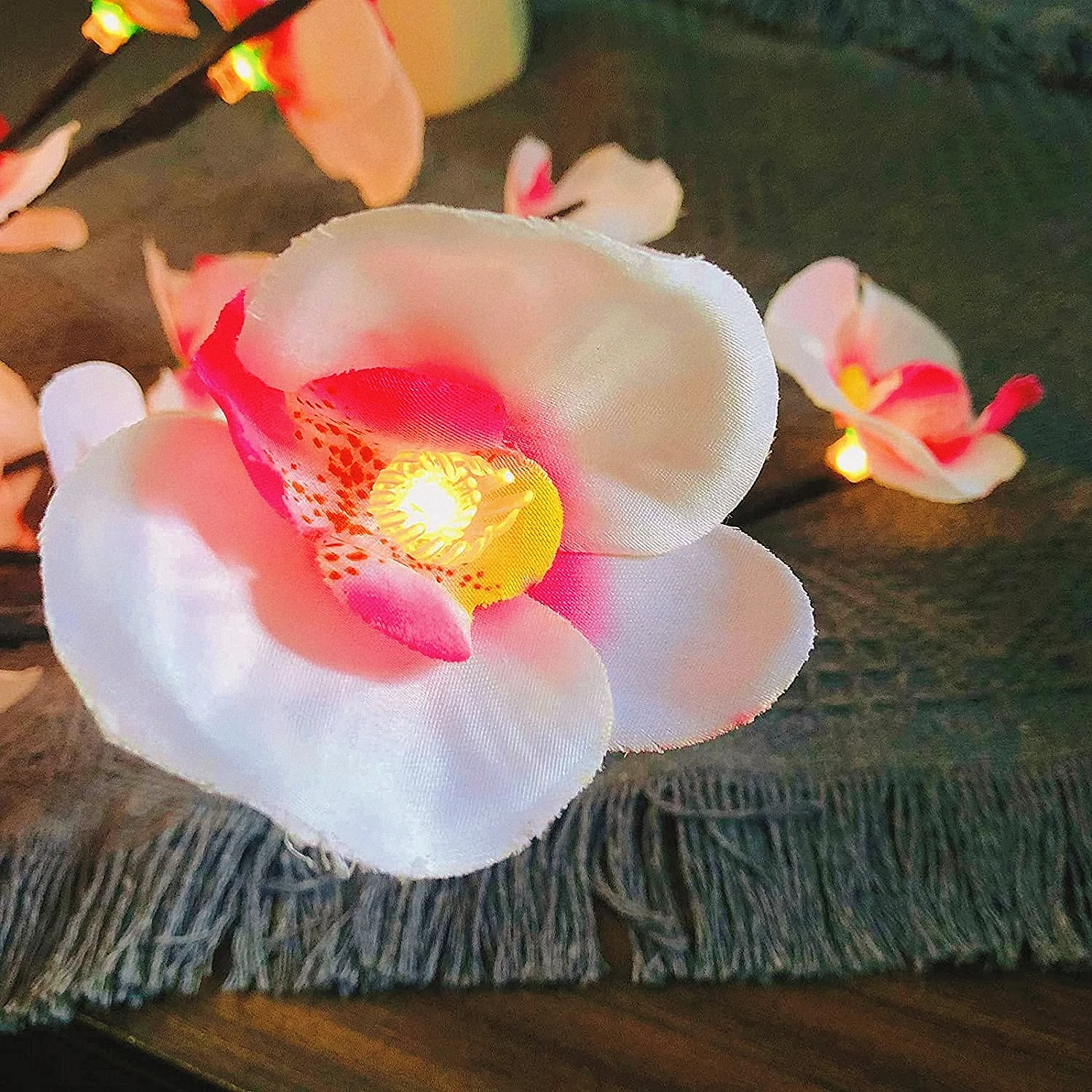 Led Lace Rose Flower Branch Light Battery Operated Artificial Floral ...