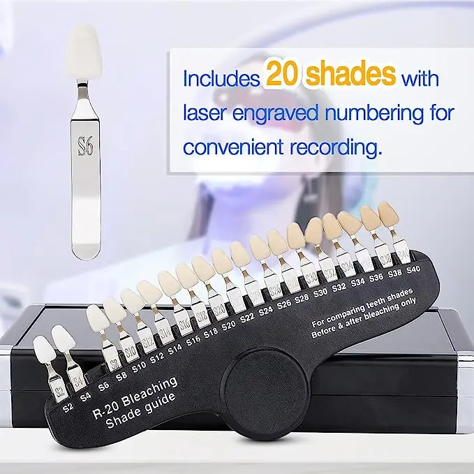 3d Shade Guide Tooth Shade Chart Board 20 Colors Comparator W Mirror