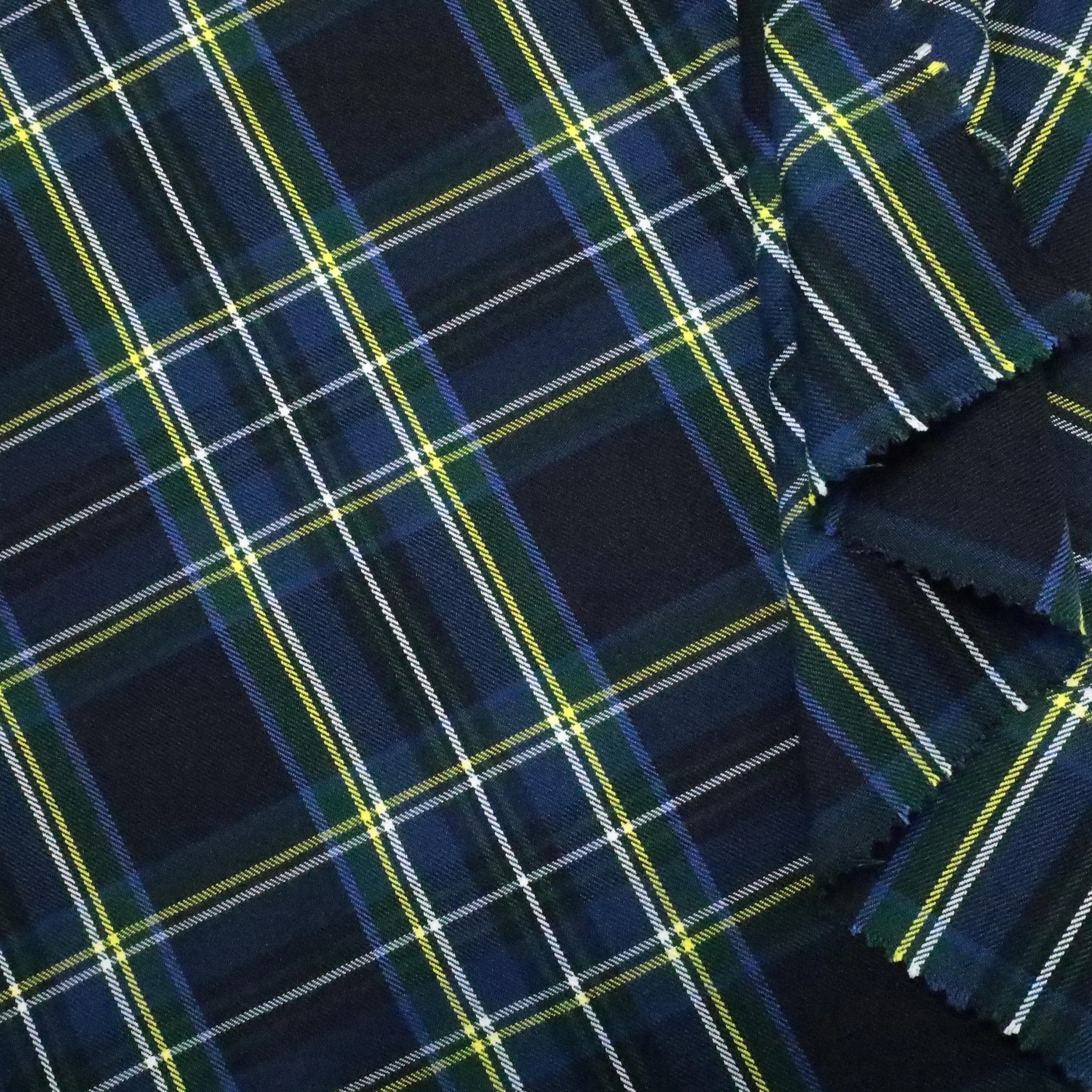 Scottish Blue Check Plaid Fabric Yarn-dyed Polyester For School ...
