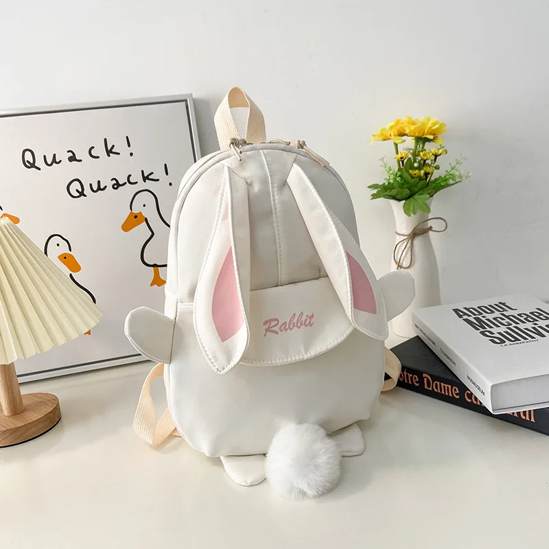 New Cute Children Rabbit Ears Backpack Cartoon Nylon Schoolbag Factory ...