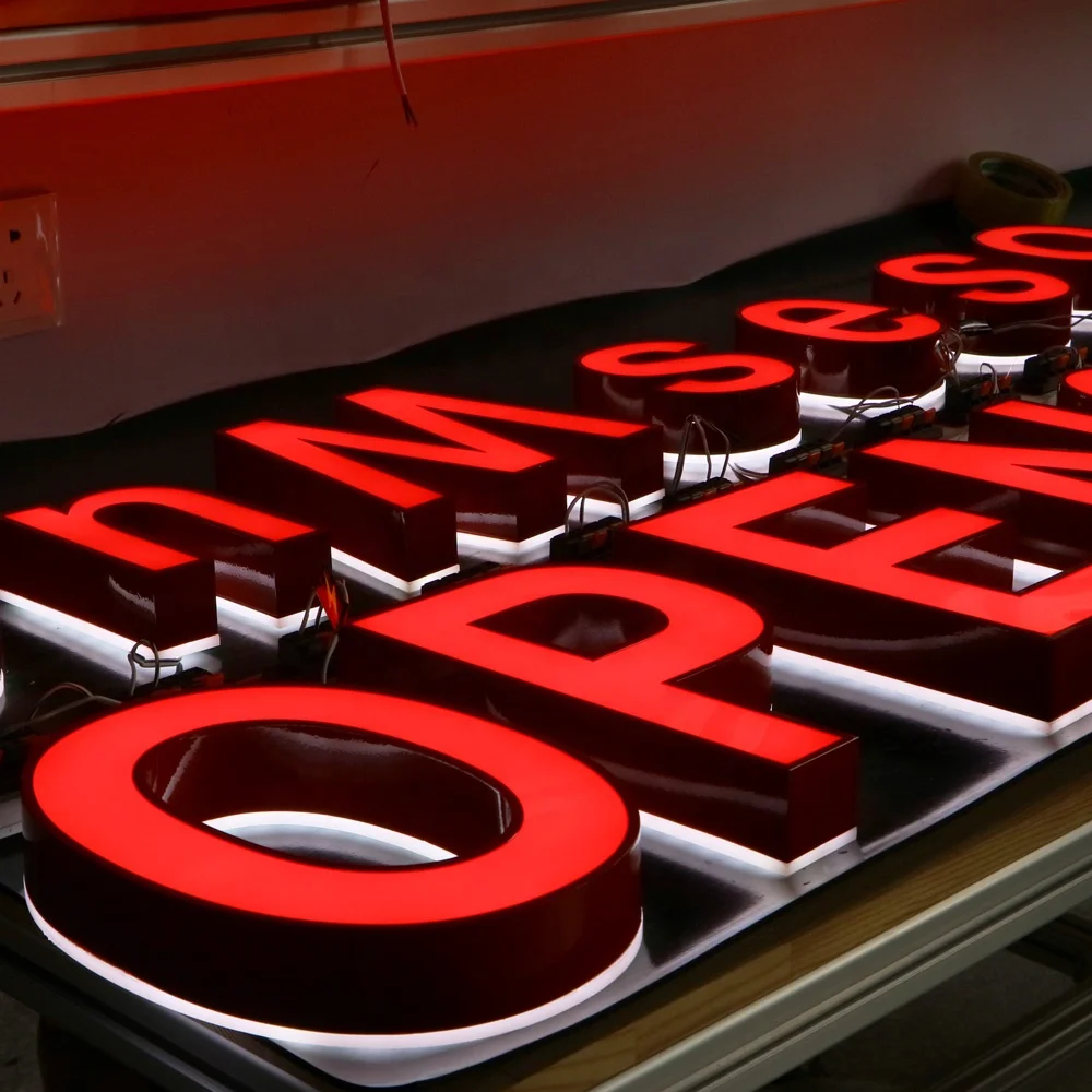 Custom Led Illuminated Shop Name Sign Outdoor Led Metal Light Up ...