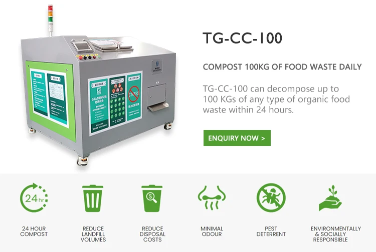 Food Waste Disposer Processing 100kg/day Machine Kitchen Garbage ...