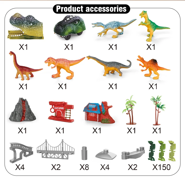 Creative Diy Assemble 183pcs Flexible Dinosaur Racing Car Track Set ...