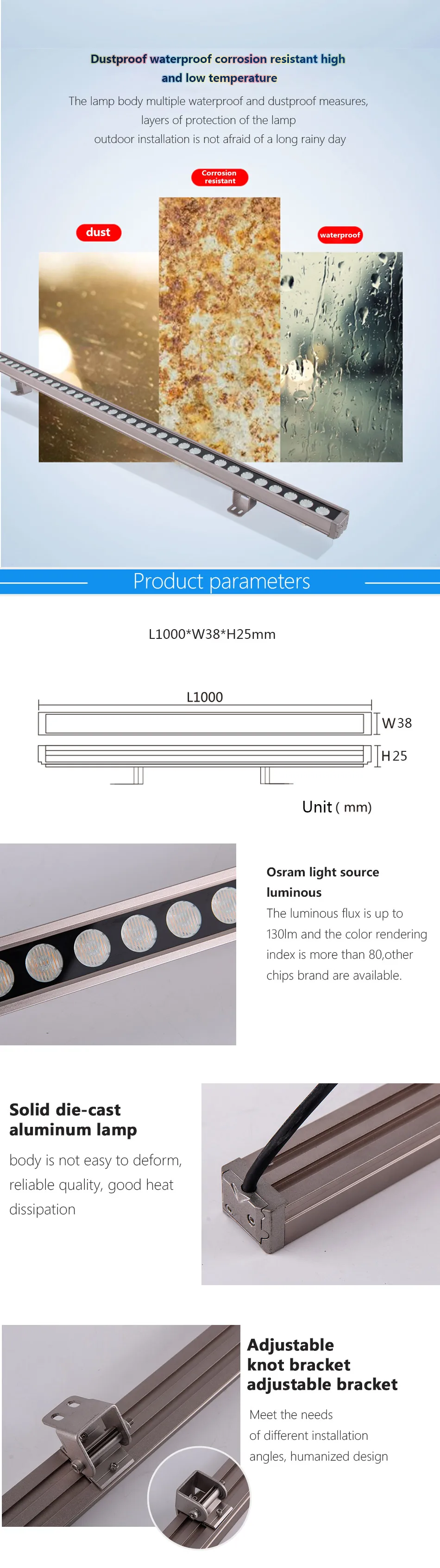 Linear Wall Washer Lights - IP67 Waterproof 100W-150W