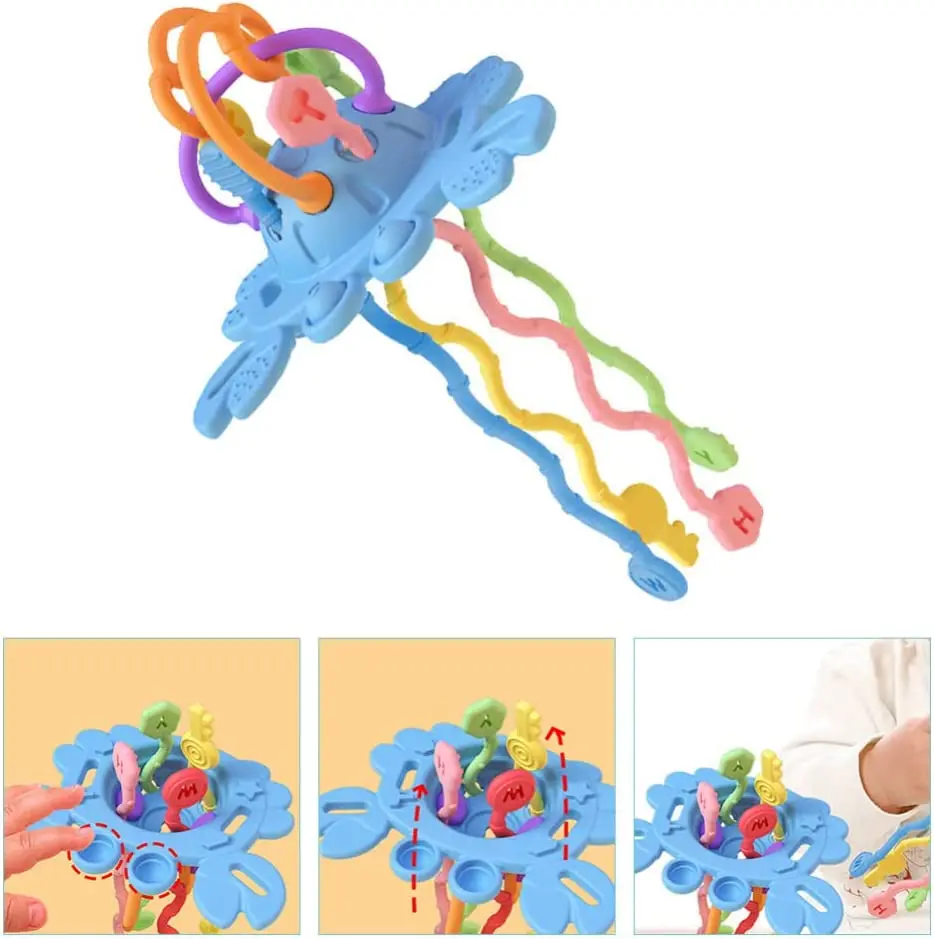 Baby Montessori Sensory Toys Travel Toys Pull String Activity Crab ...