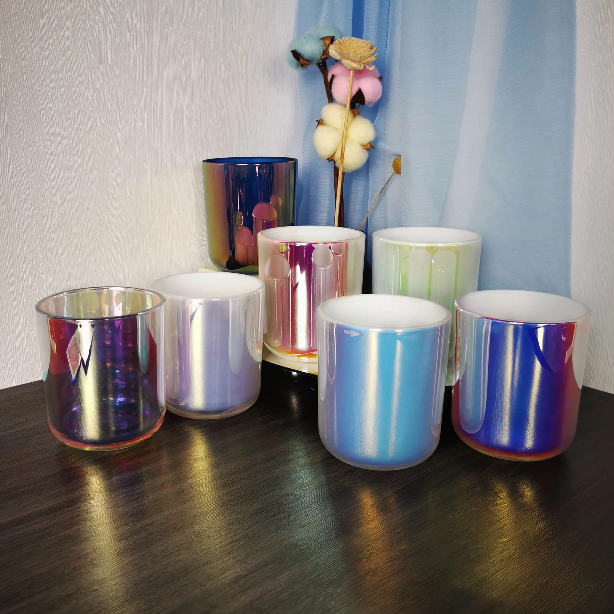 Luxury 16oz Big Size Iridescent Candle Jars For Candle Custom Glass ...