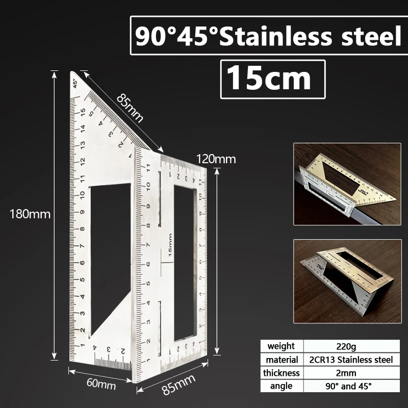 Stainless Steel Saddle Layout Square Gauge 45_90 Degree Angle T Ruler ...