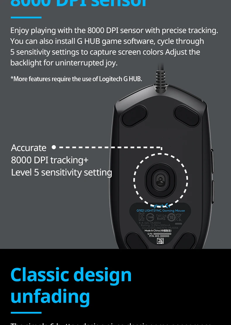 Logitech G102 Wired Gaming Mouse - Precision and Ergonomics