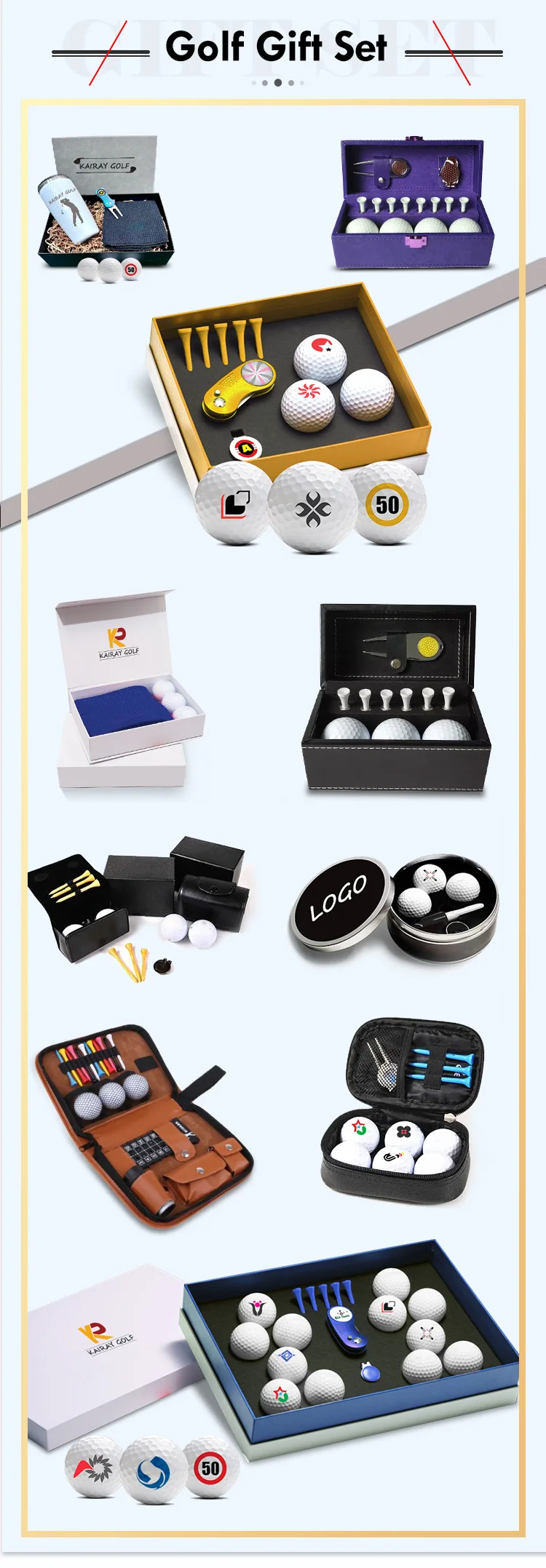 Custom Logo Gift Box Golf Tees Ball Markers Rubber Set