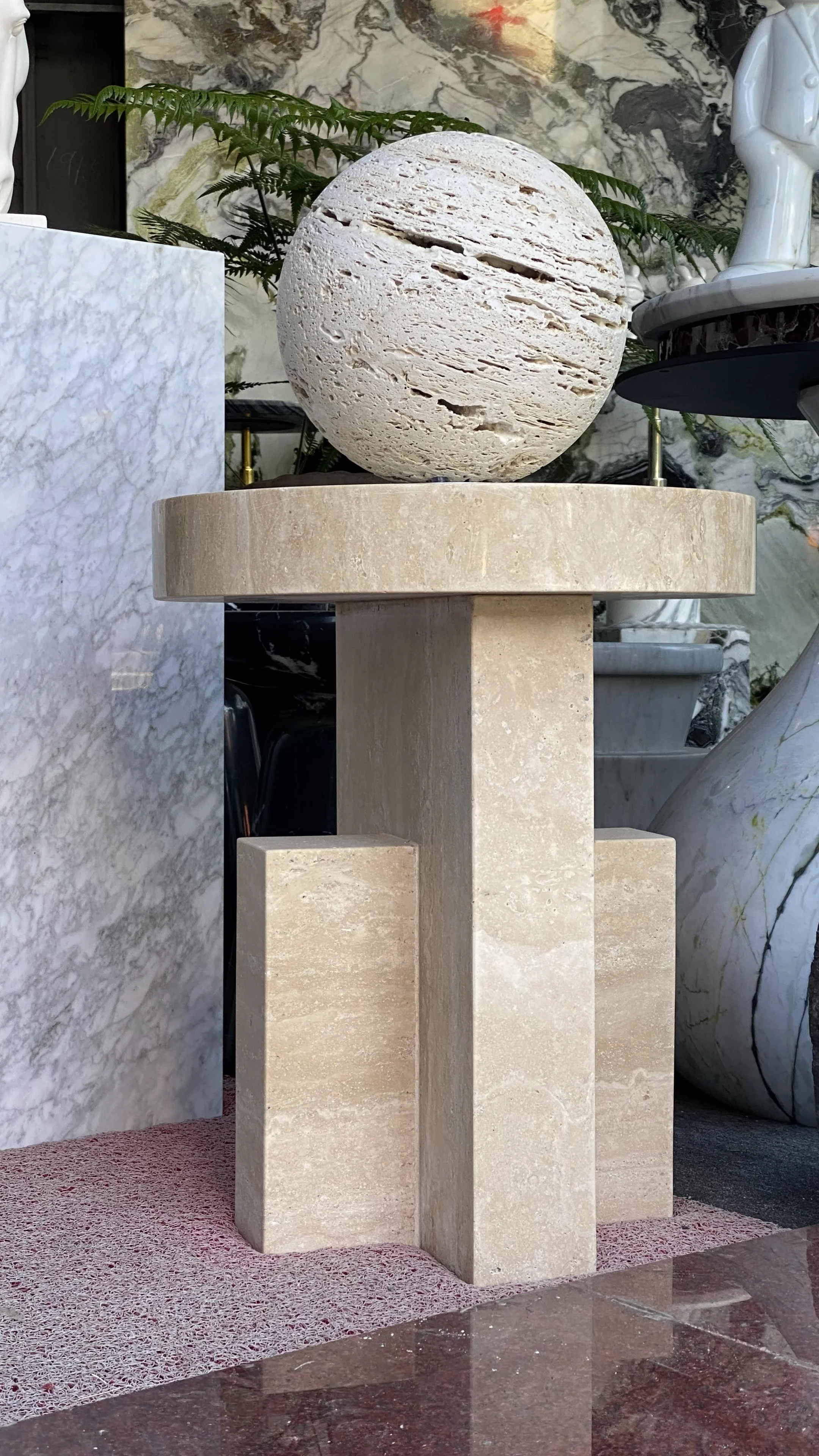 Beige Marble Crafts Cactus Travertine Decor Travertine Side Table ...