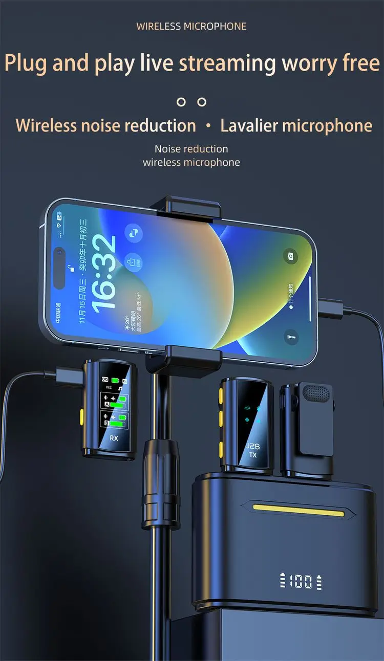 Classyj28 Portable Lightweight Wireless Lavalier Microphone Digital ...