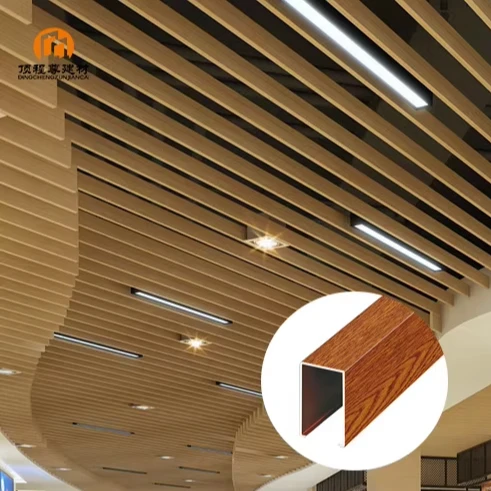 Wooden Grain Baffle Ceiling Suspended Ceiling U Shape Ceiling For ...