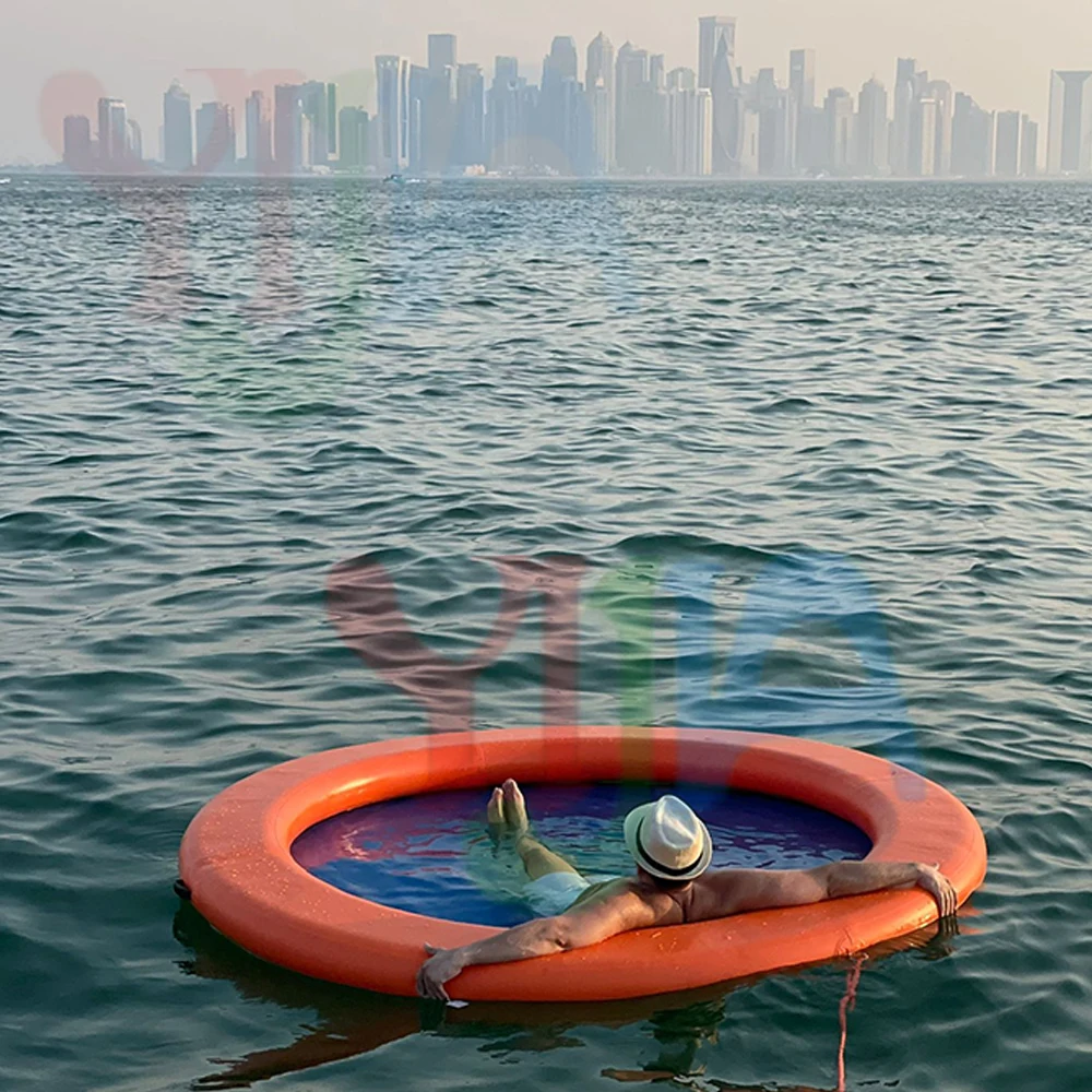 Inflatable Pool Float with Net Air Sun Pad Water Hammock