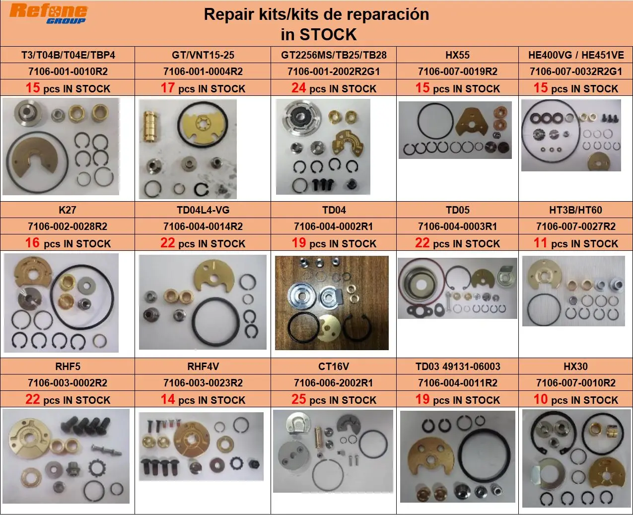 Refone Turbo Repair Kit Turbocharger & Parts Rhf5 Va430090 Vj33 For ...