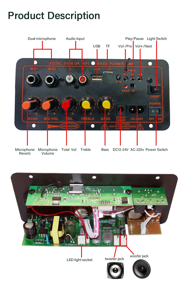 100w Audio Amplifier Circuit Board Mp3 Player Bluetooth 5.0,Fm Radio ...