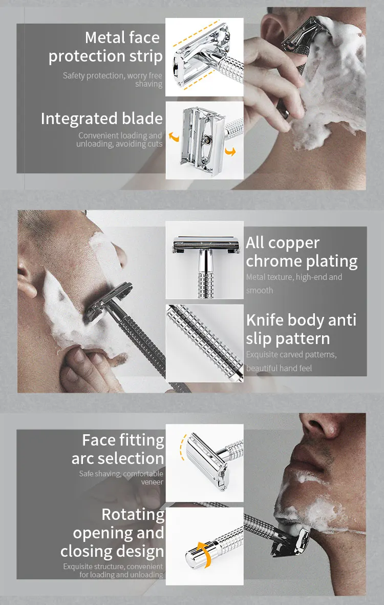 Men Adjustable Double Edge Metal Handle Design Professional Shaving ...