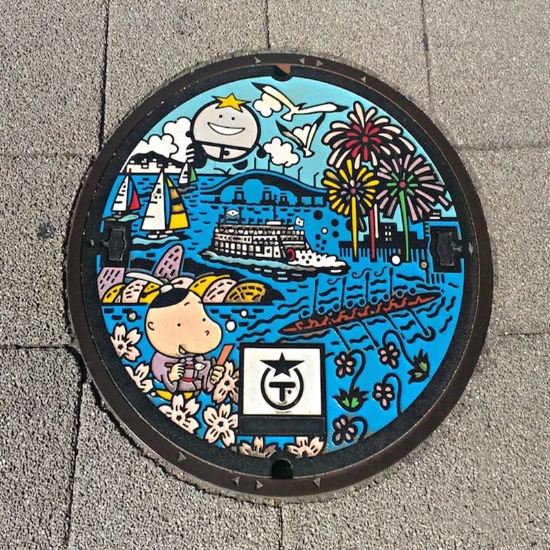 Colorful Art Round Cast Iron Waterproof Manhole Cover Decorative ...