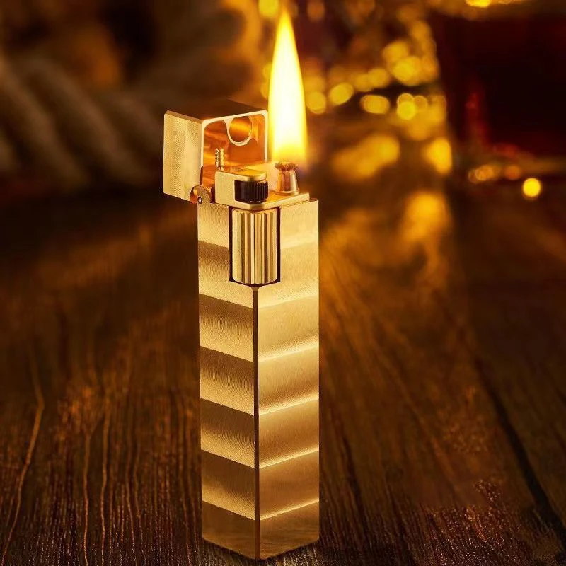 Square Kerosene Lighter Pure Copper Side Sliding Wheel Ignition ...