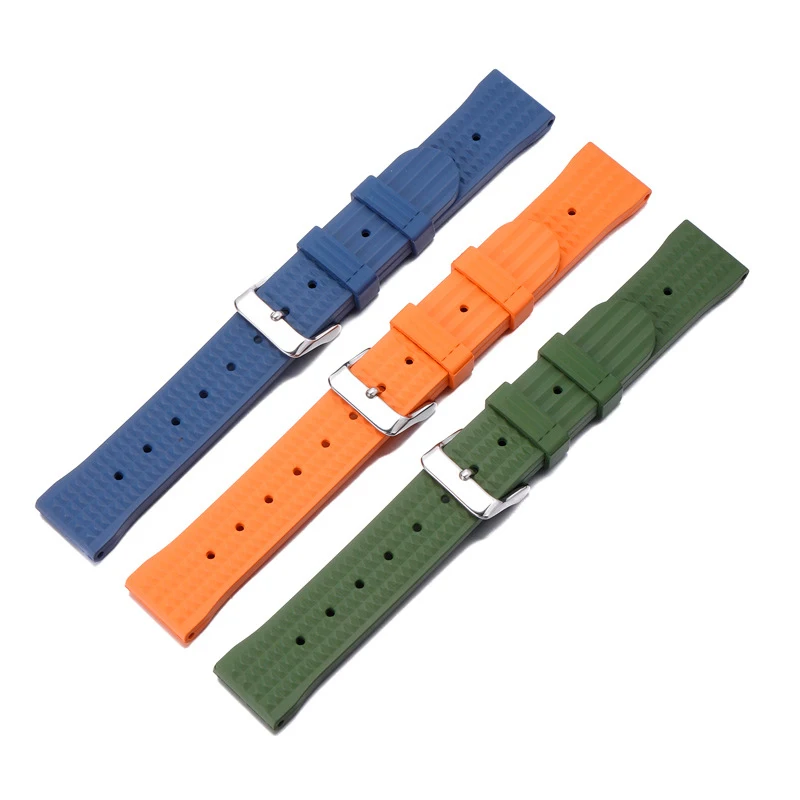 Vulcanized Rubber Waffle Watch Strap Band - Durable & Stylish