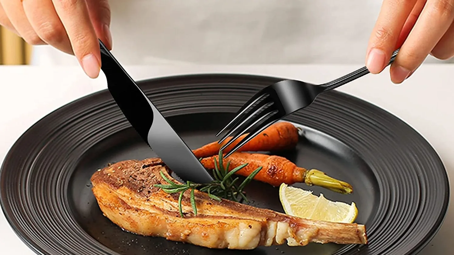 Restaurant Cutlery Set Stainless Steel Silverware Flatware Golden ...