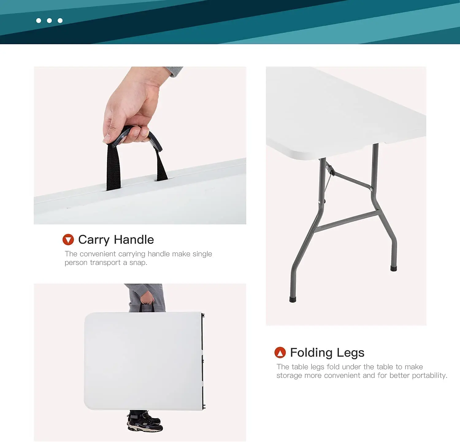 Modern White Fold up Outdoor Table Events Rectangular Festival Picnic ...