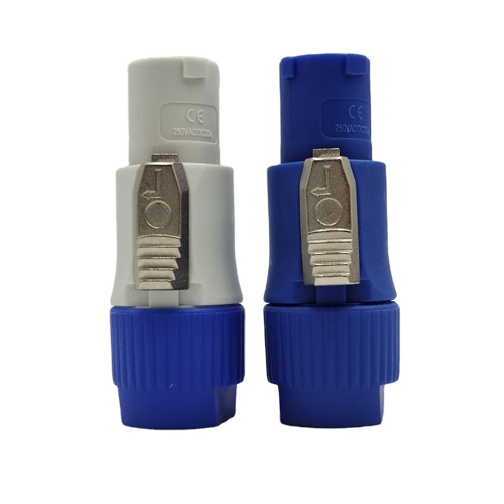 Connector 3 Pin Powercon Plug Male Jack 3 Core Blue Powercon In Out ...