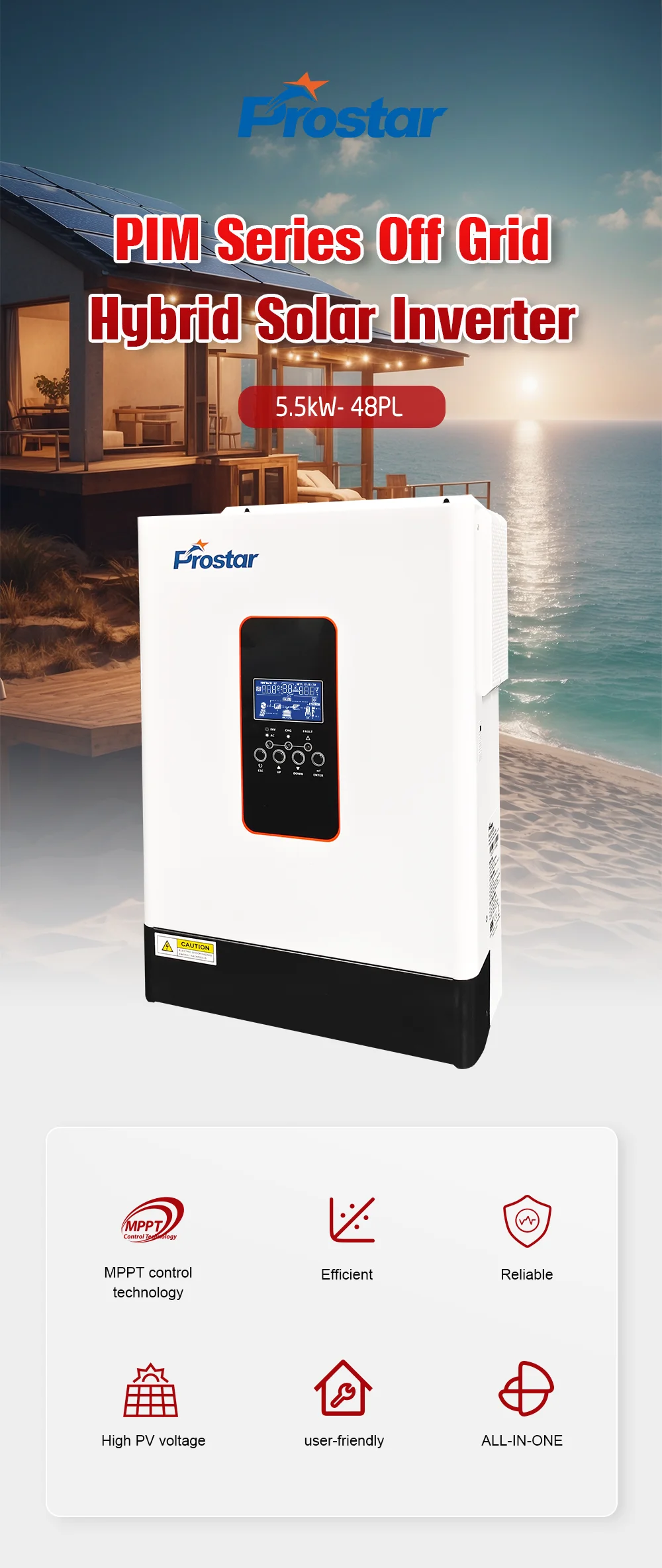 Prostar PIM5.5K-48PL - 5.5KW off Grid Hybrid Solar Inverter