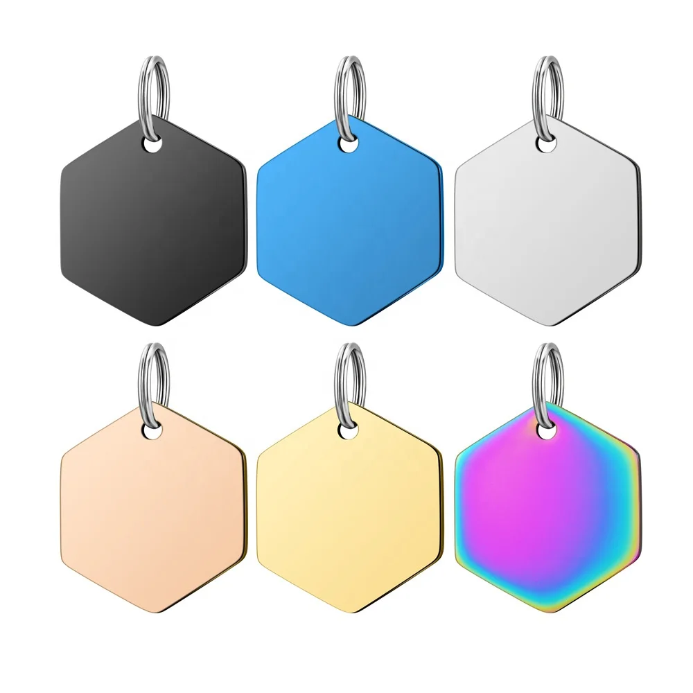 Environmentally friendly stainless steel hexagonal dog tag cat tag ...