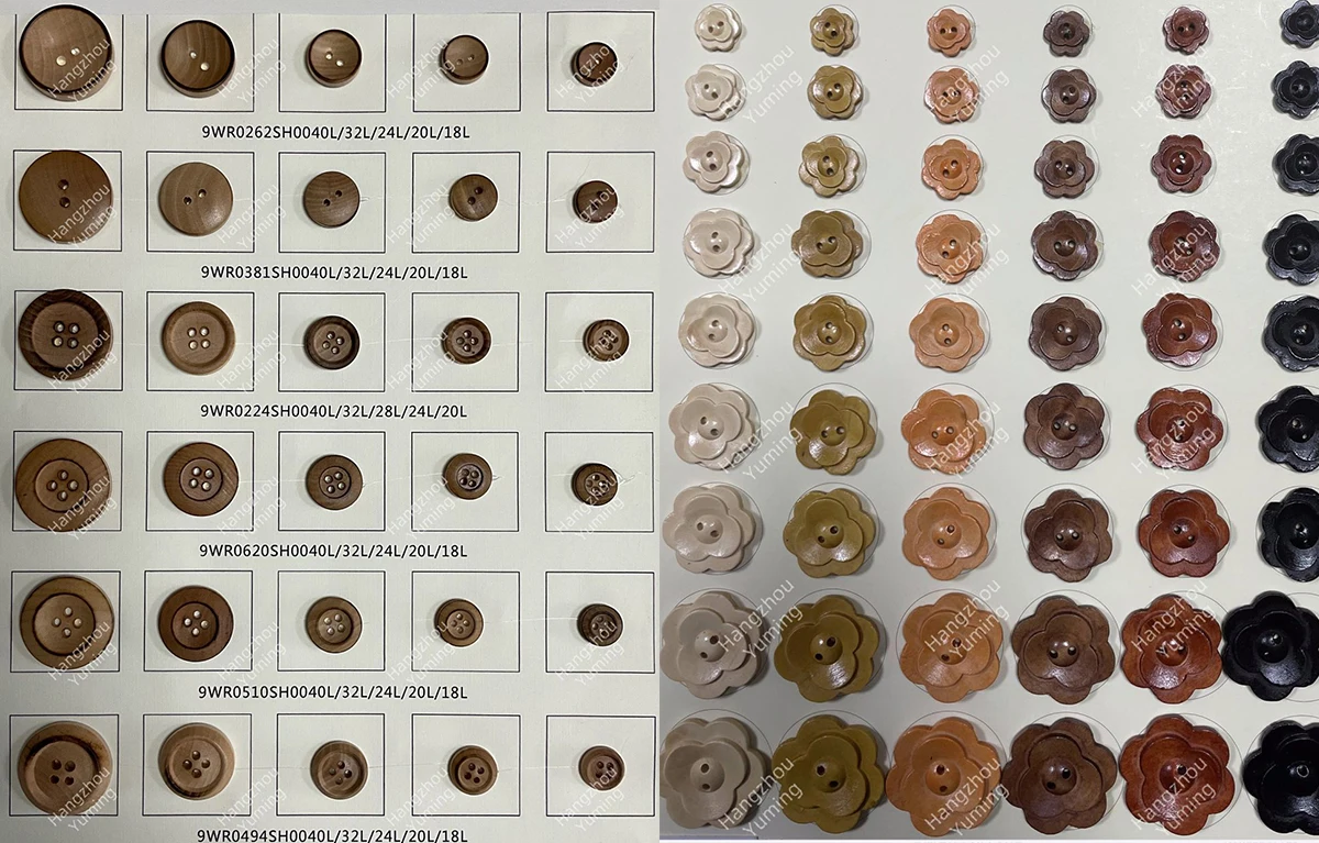 Custom Logo 4 Holes Wood Buttons Natural Round Wooden Buttons For ...