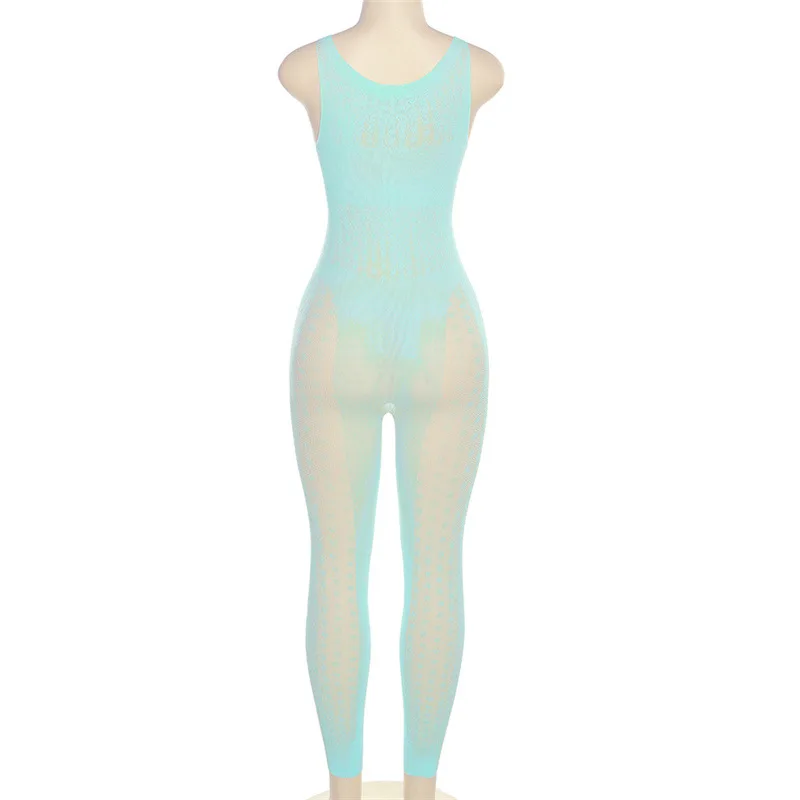 Cutout See Through Knit Lace Bodycon Jumpsuits Woman Body Stocking Mesh ...