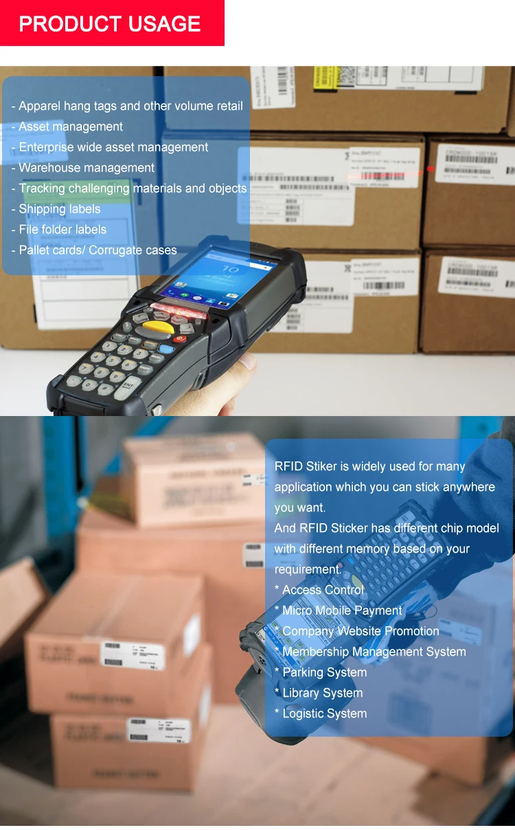 Printable Uhf Rfid Paper Label Tags Rfid Warehouse Asset Production Line Management Rfid Label ...