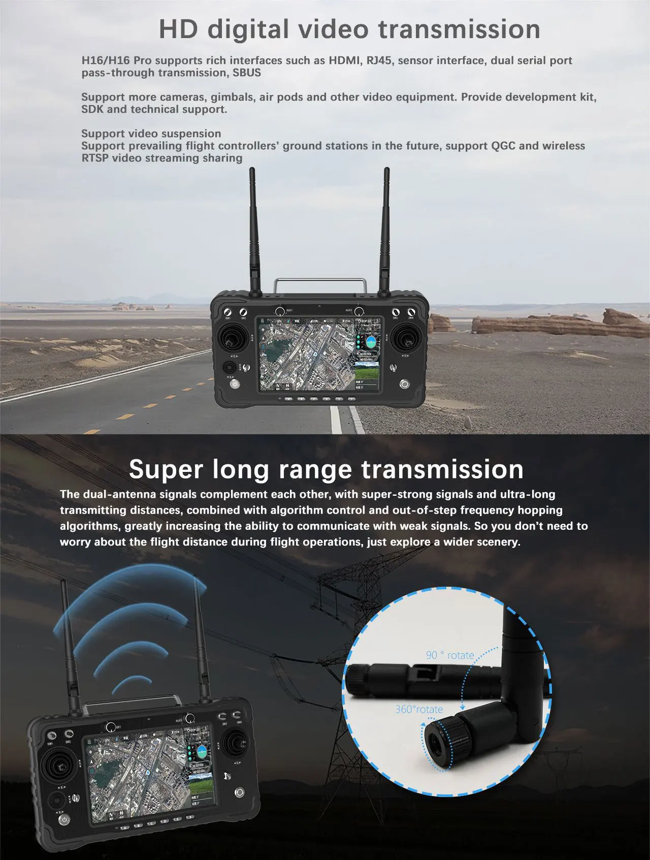 New Skydroid H16 Pro 30km 1080p Remote Control Digital Video Data ...