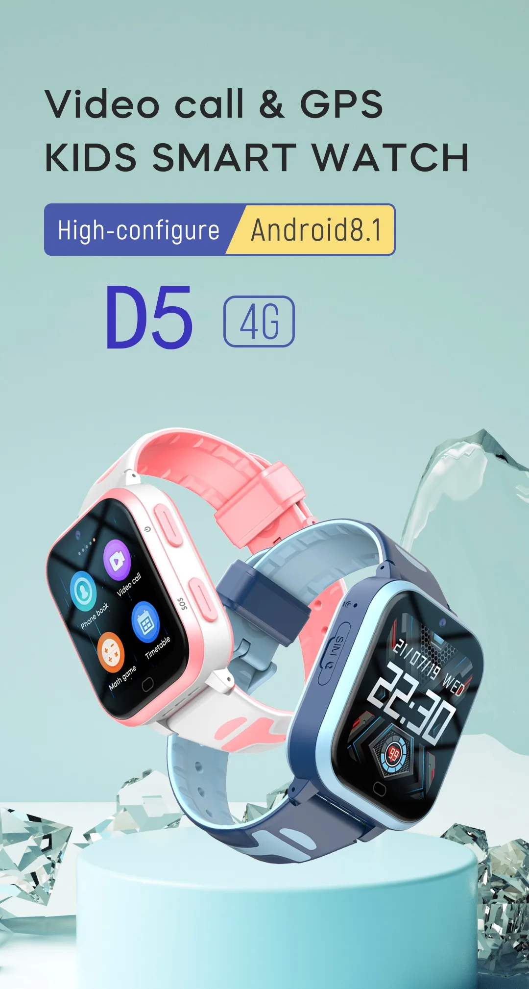 Children 4G Smart Watch D5 1+8G Android 8.1 700mah Battery Video Call ...
